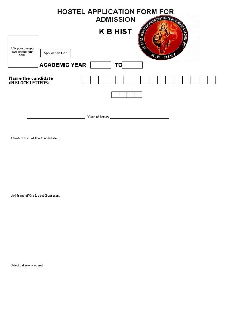 Hostel Application Form For Admission | PDF | Government | Justice