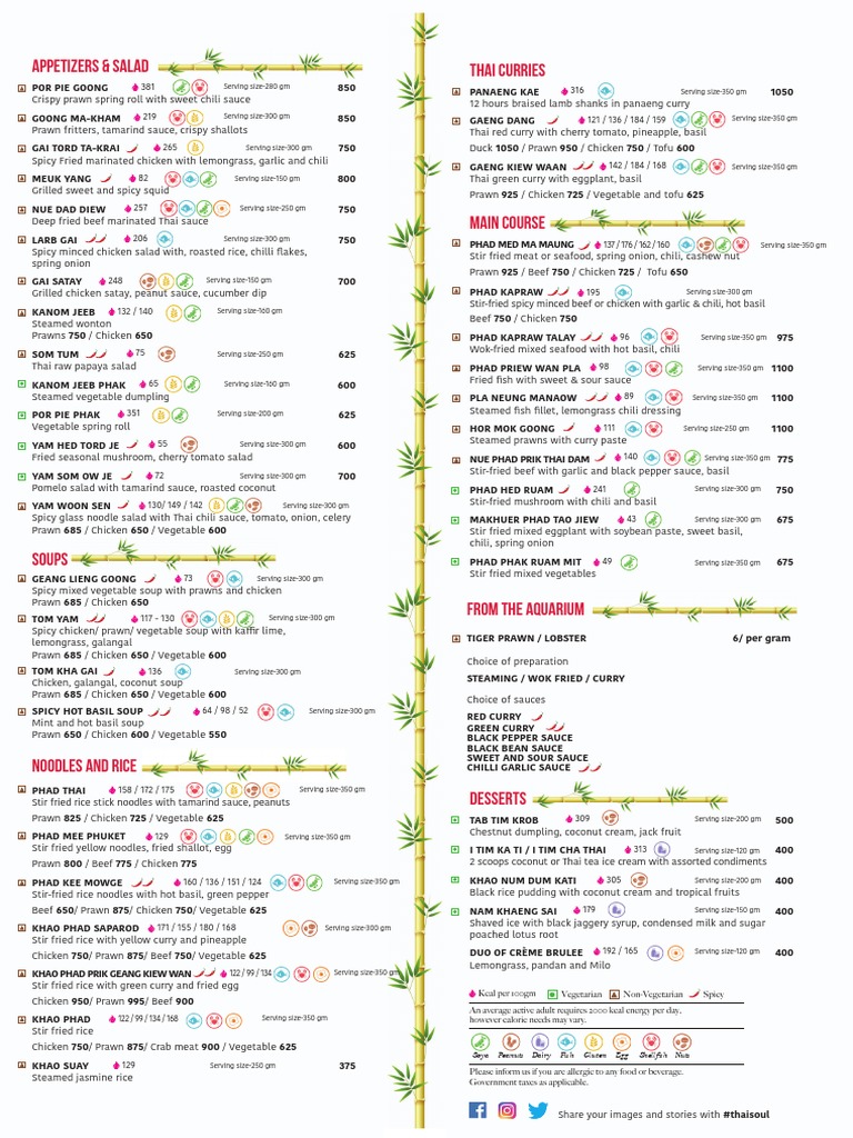 Thai Soul New Menu 29 June 2022 FINAL | PDF | Curry | Food Ingredients