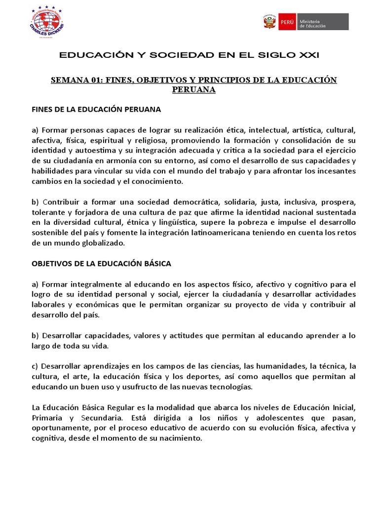 Semana 01 Principios De La Educación Download Free Pdf Educación