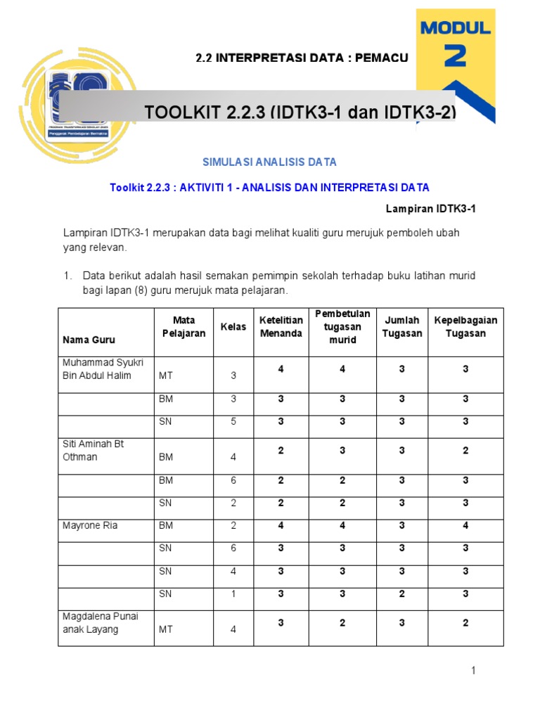 Toolkit 2.2.3 - Simulasi Analisis Data | PDF