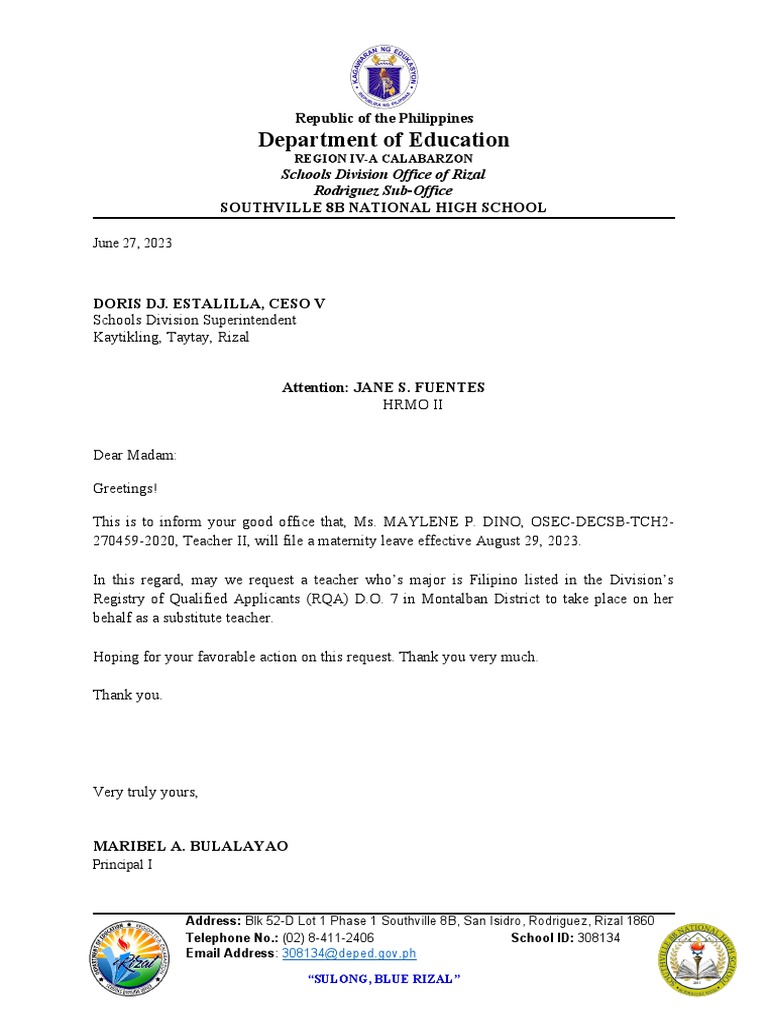 Request for Substitute Teacher Appointment | PDF