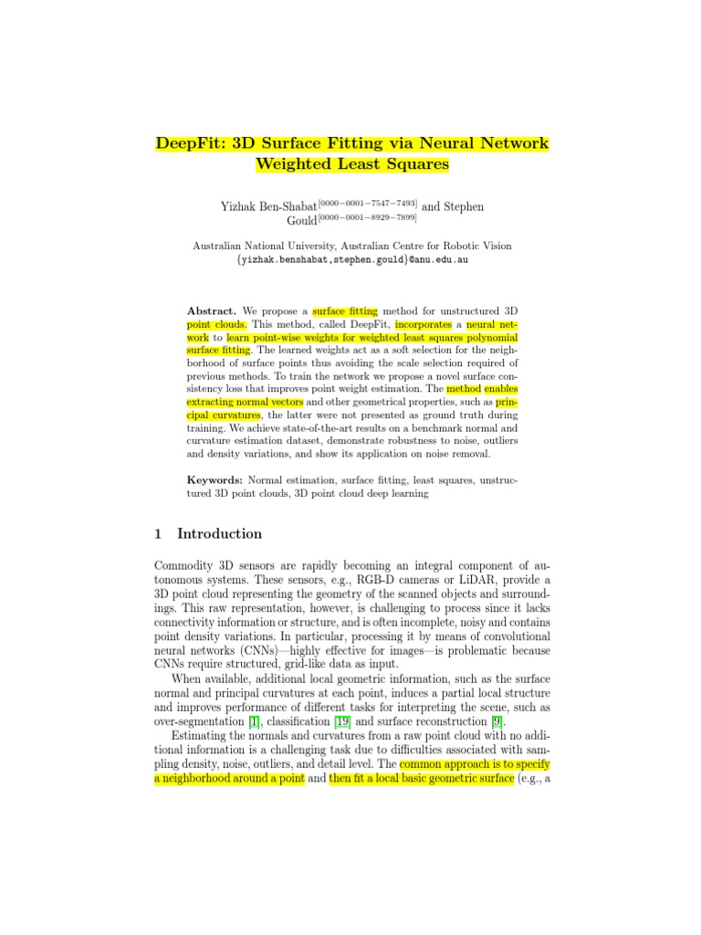 2020conf DeepFit | PDF | Principal Component Analysis | Least Squares