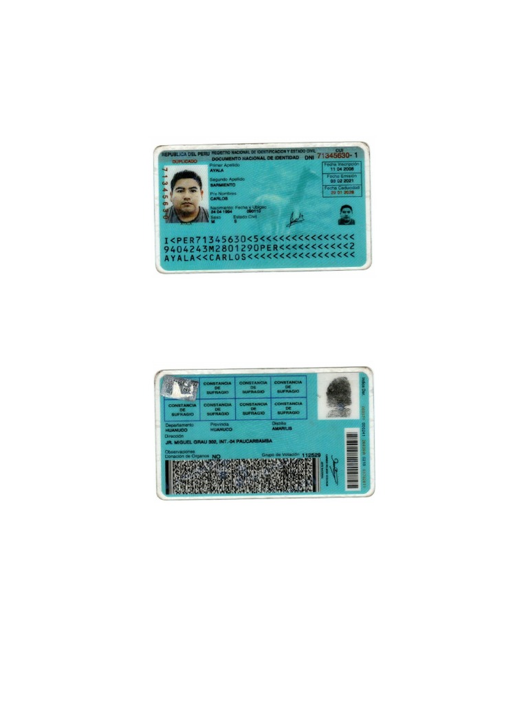 Dni Carlos Ayala Sarmiento | PDF