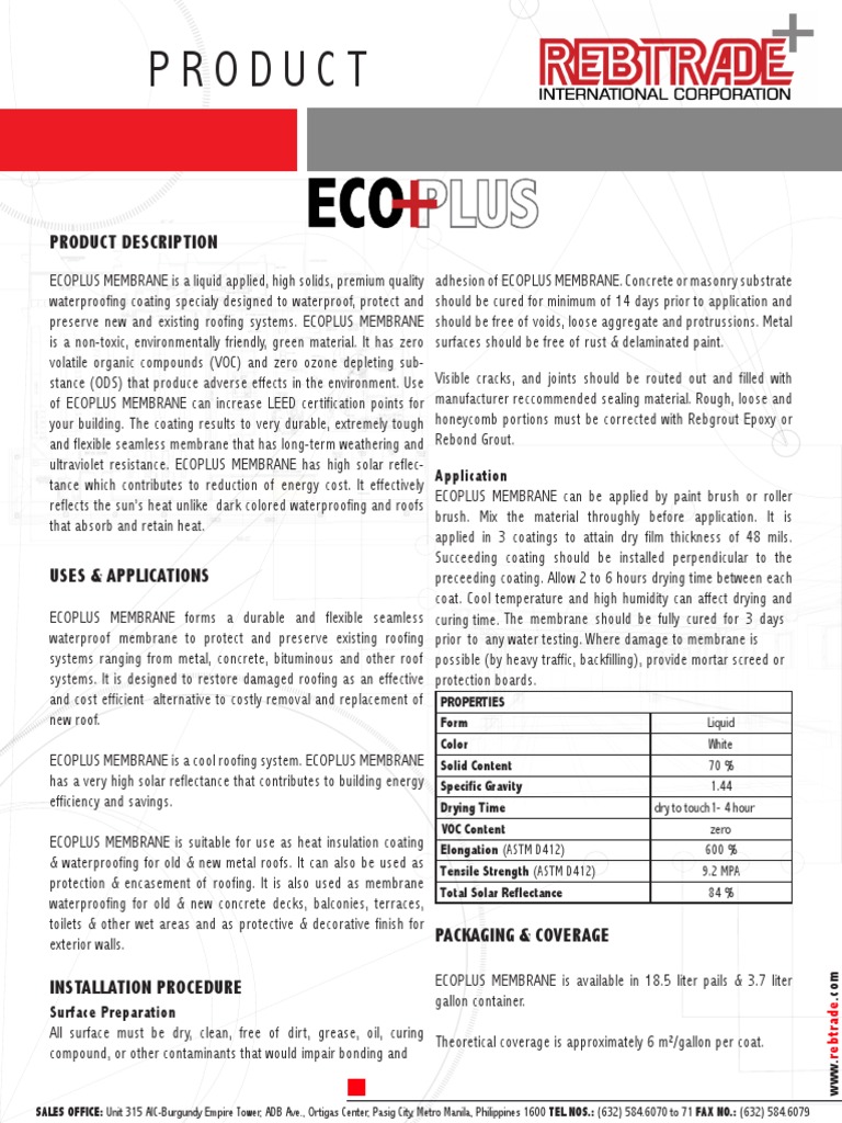 Ecoplus - Technical Data | PDF | Coating | Paint