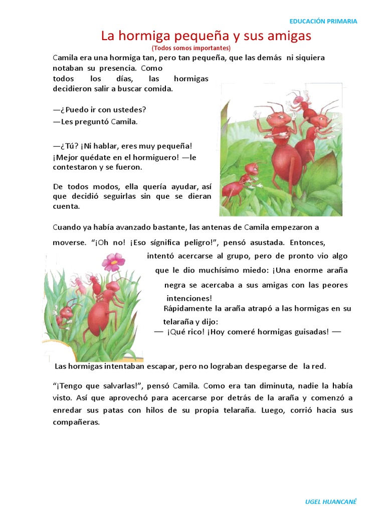 Cuento La Hormiga y La Araña | PDF | Libros para adolescentes