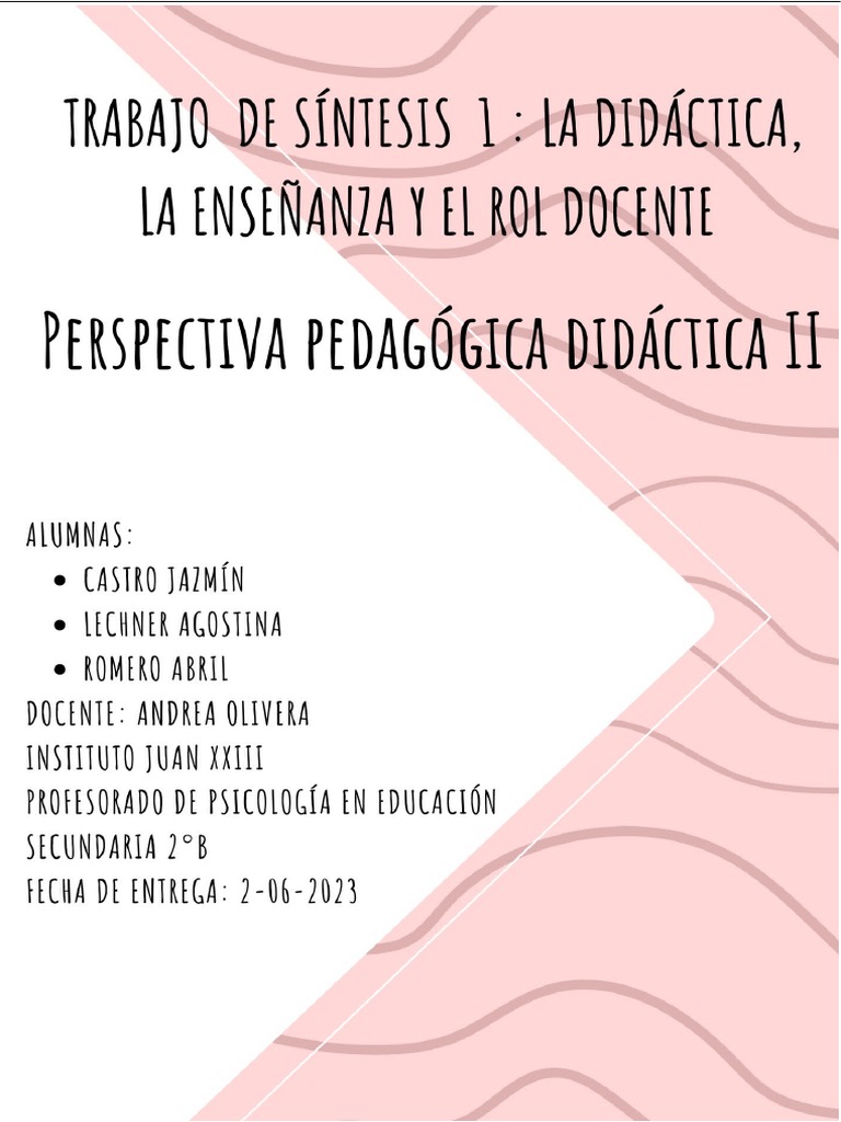 Trabajo de Sintesis 1 PPD2 2023 1 | PDF | Enseñando | Maestros