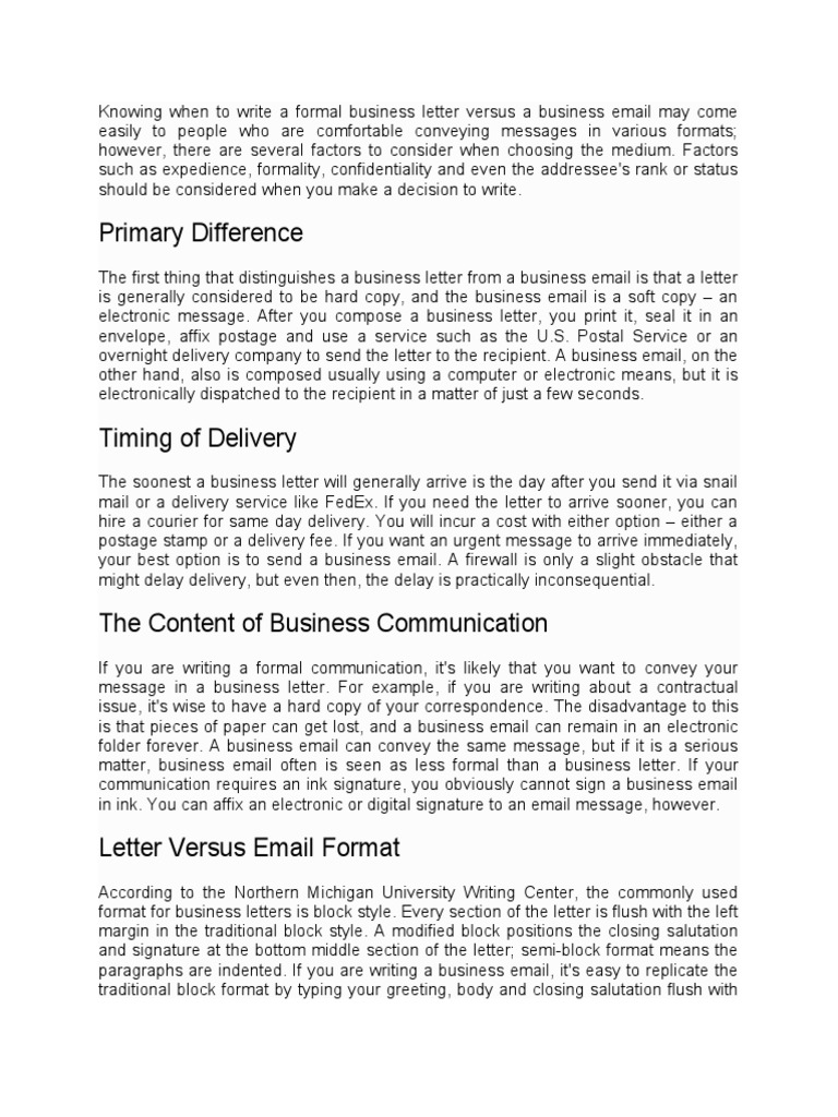 Formal Bussiness and Email Busiines | PDF | Mail | United States Postal ...