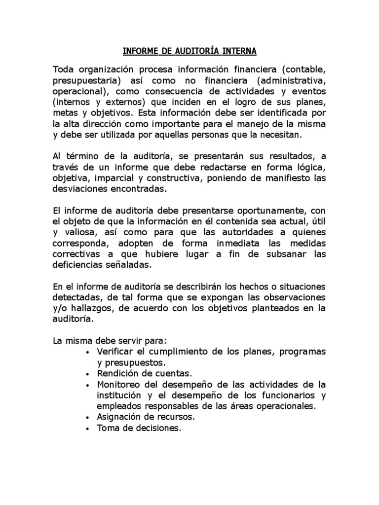 El Informe Del Auditor | PDF | Auditoría | Contralor
