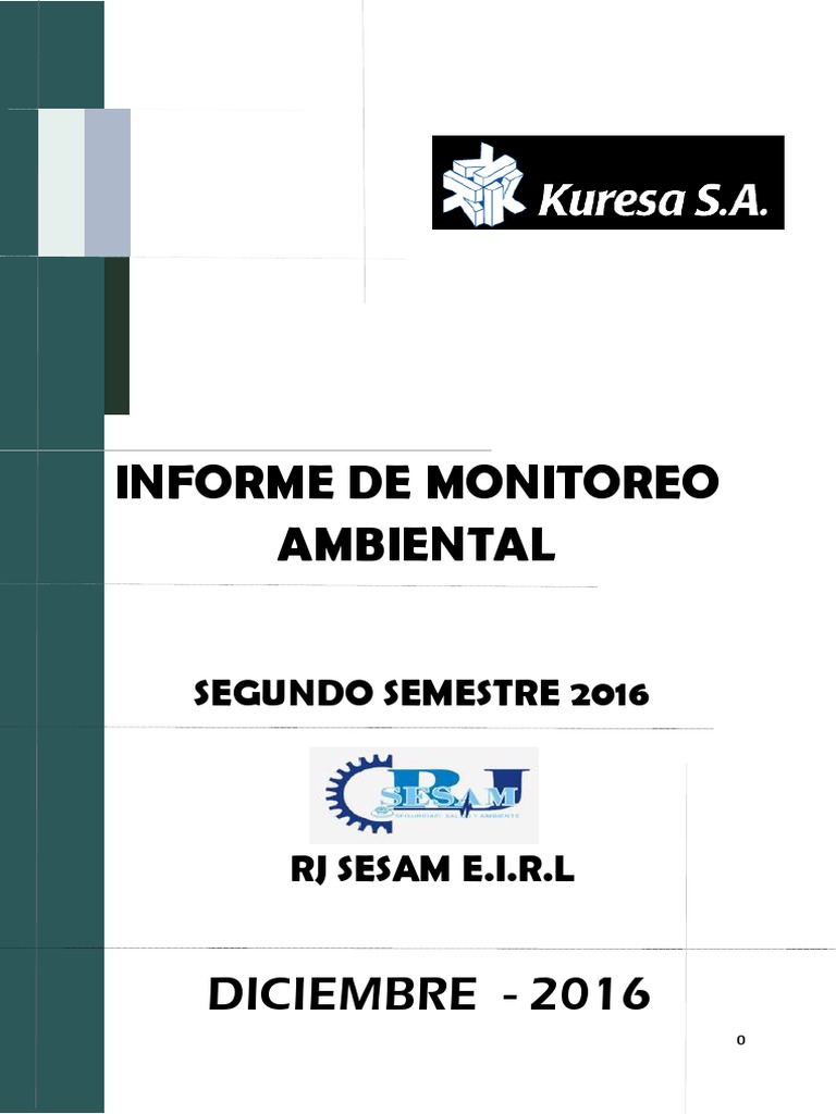 Informe Monitoreo Ambiental KURESA S.A. | PDF | Dióxido de carbono | La ...