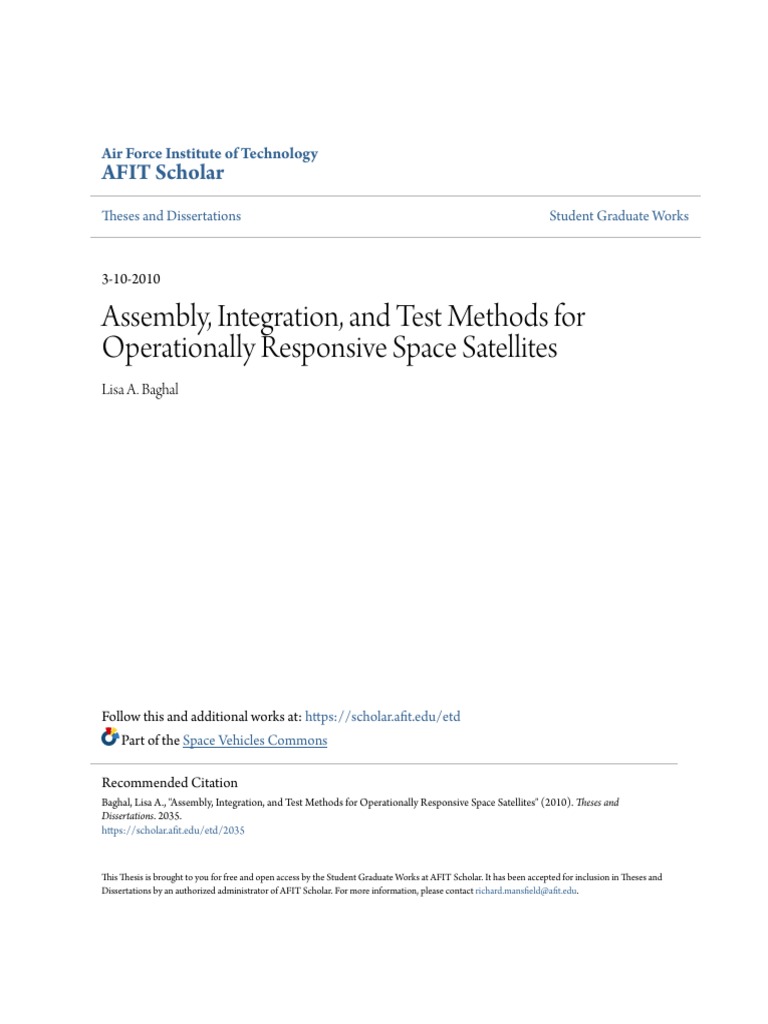 Assembly Integration and Test Methods For Operationally Respons | PDF ...