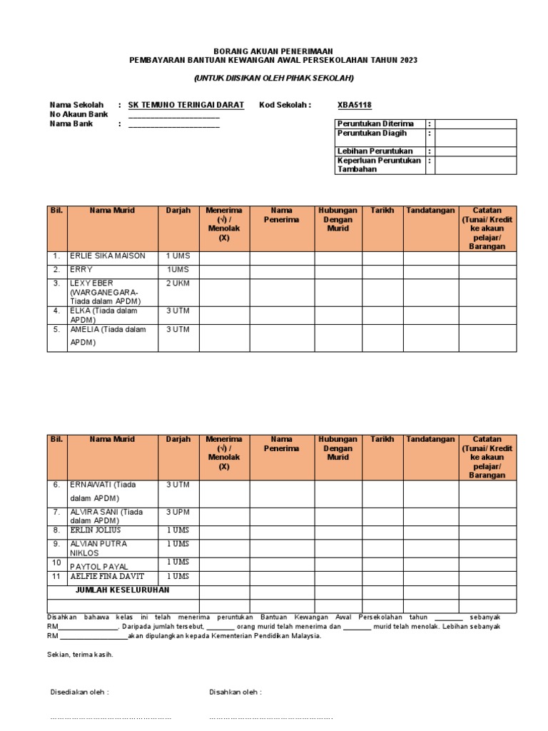 Latest Borang Bap Murid Cicir 2023 | PDF