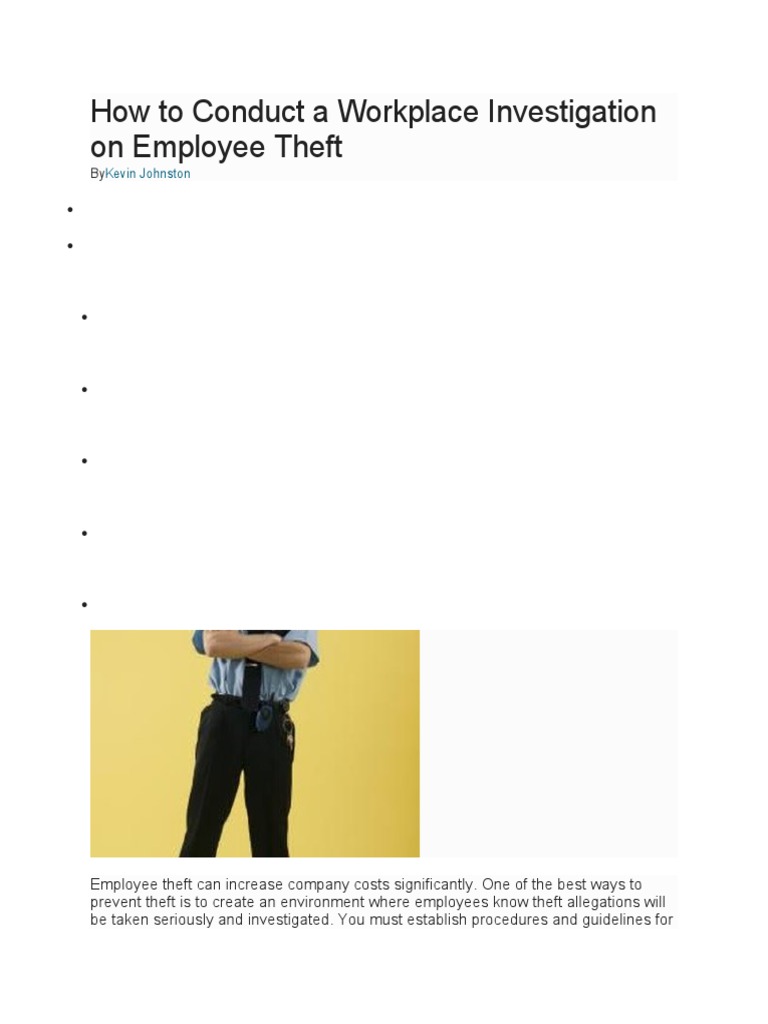 Employee Theft Investigation Guide | PDF | Employment | Theft