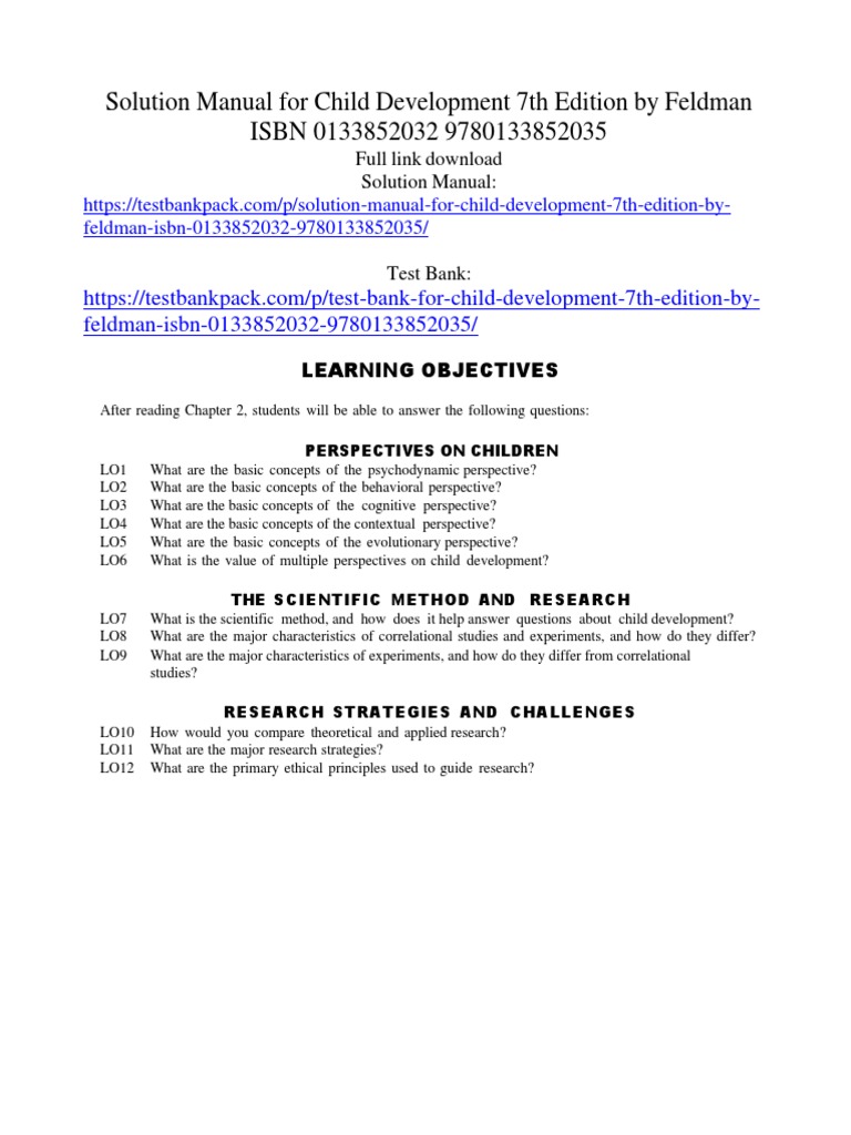 Child Development 7th Edition by Feldman ISBN Solution Manual | PDF ...