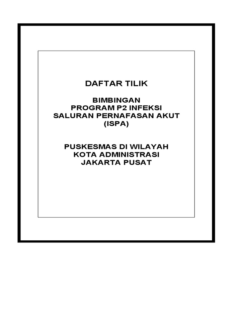 Daftar Tilik Ispa Kelurahan | PDF | Sains & Matematika