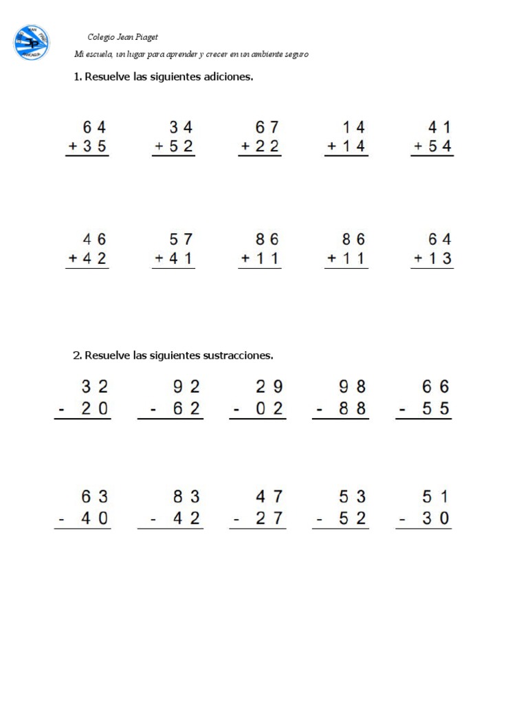 Adición y Sustracción Vertical | PDF