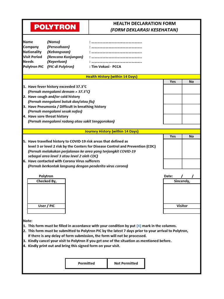 Health Declaration Form | PDF