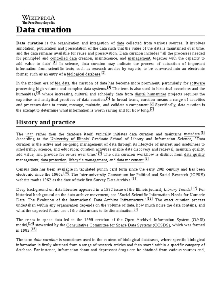 Data Curation Pdf Information Management Data Management