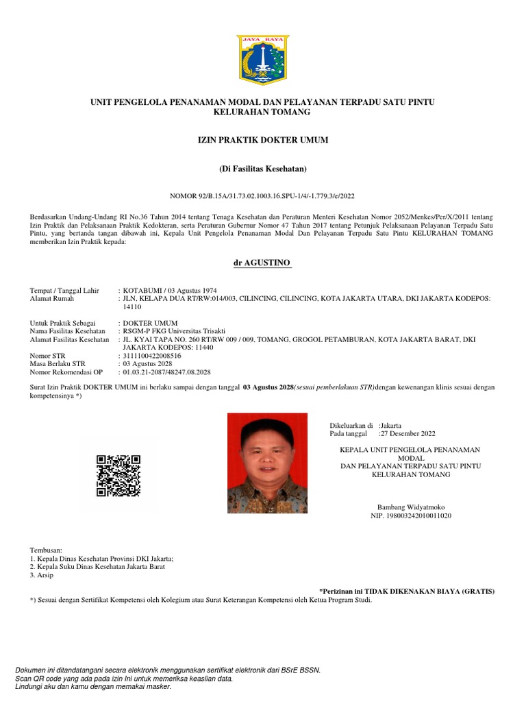 Drg. Agustino - SIP (2022-2028) | PDF