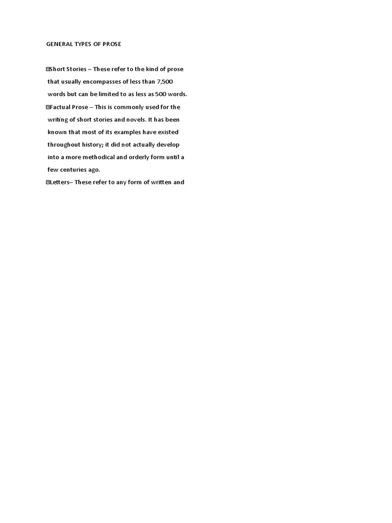 Types of Prose | PDF | Plot (Narrative)
