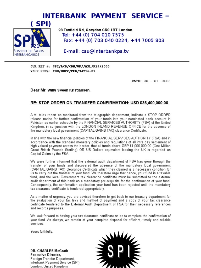 Stop Order Notice | Financial Services Authority | Pound Sterling