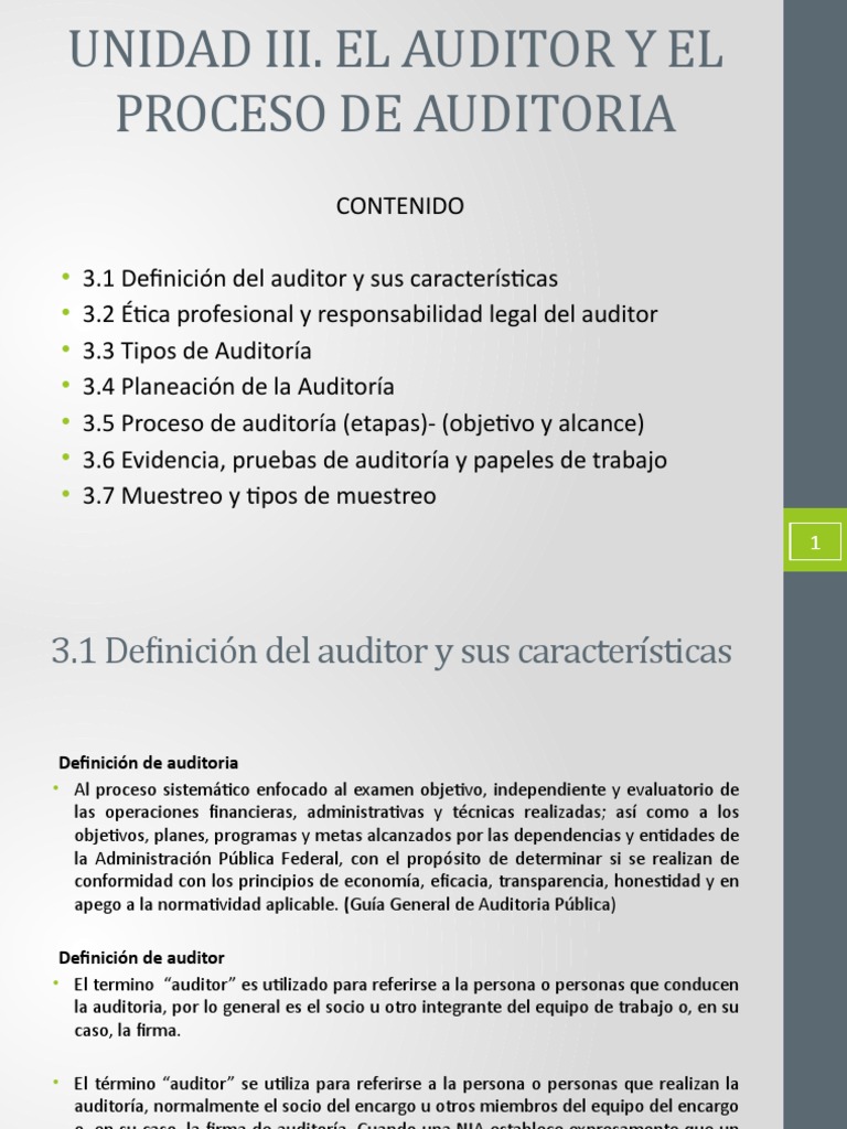 Unidad Iii. El Auditor y El Proceso de Auditoría | PDF | Auditoría | Contralor