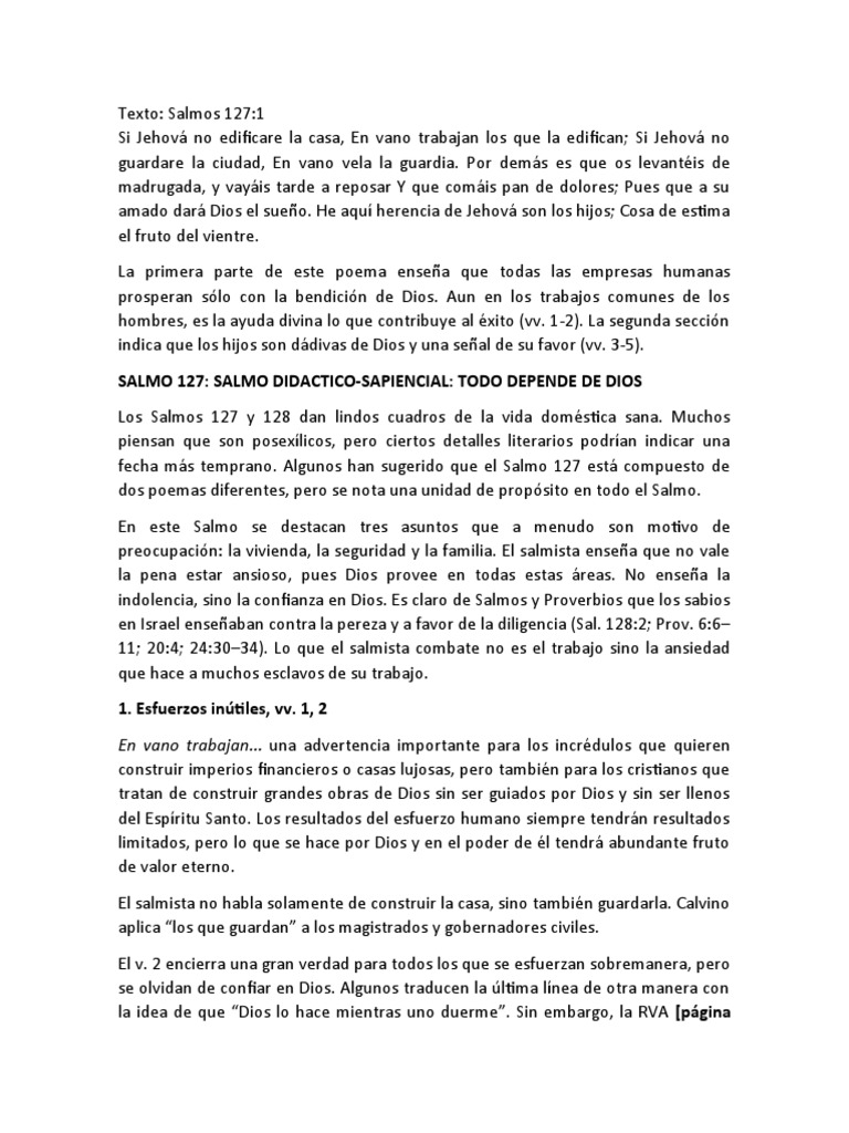 Salmos 127 Explicación | PDF | Salmos | Dios