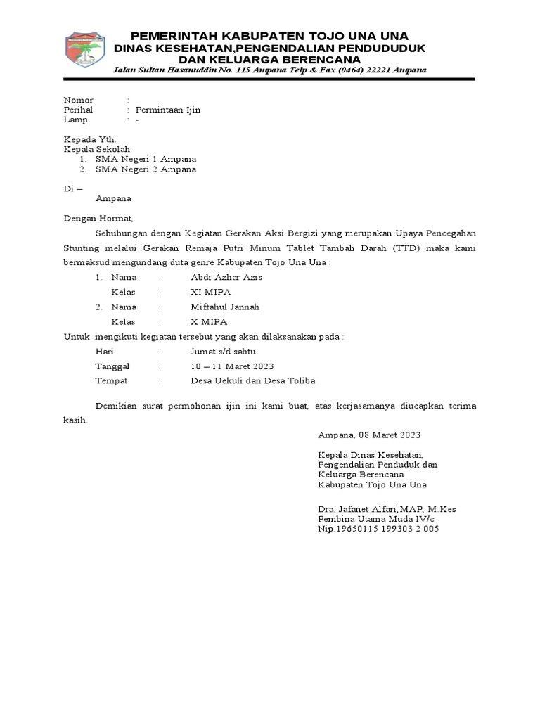 Surat Permohonan Ijin | PDF