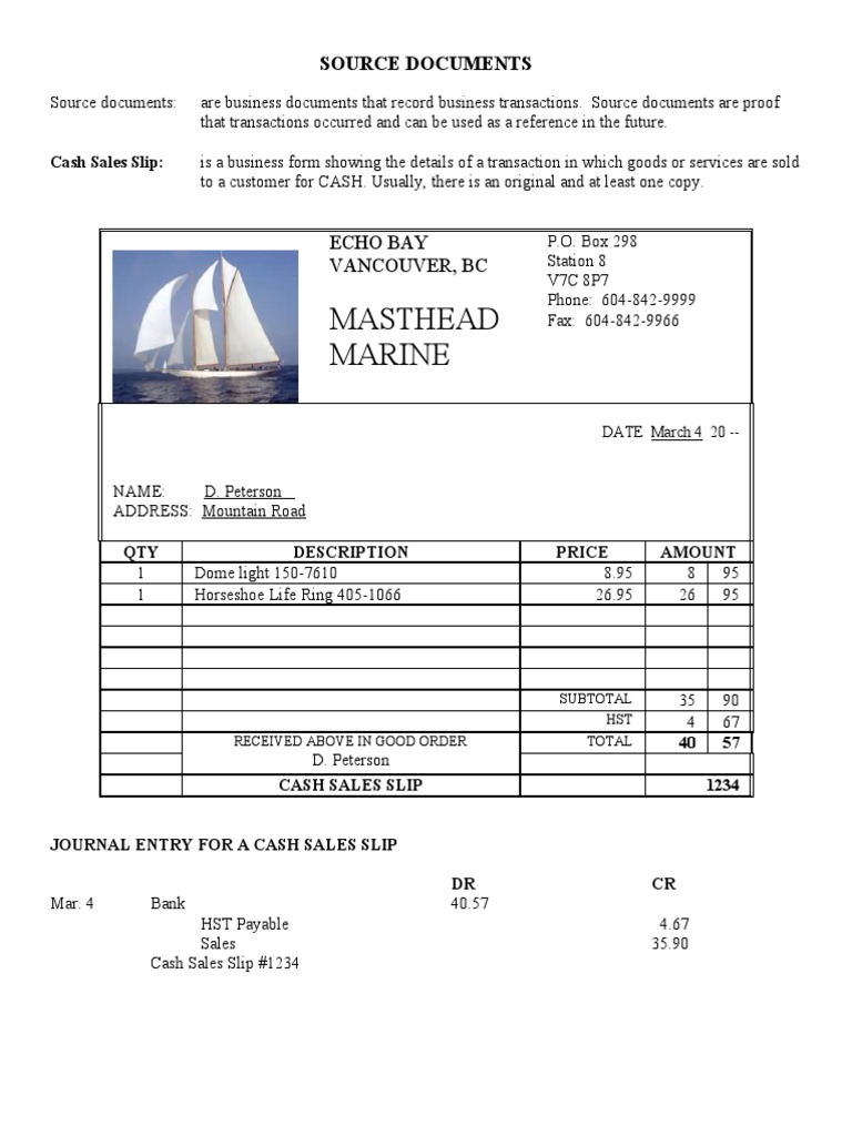 Source Document Notes | PDF | Debits And Credits | Receipt