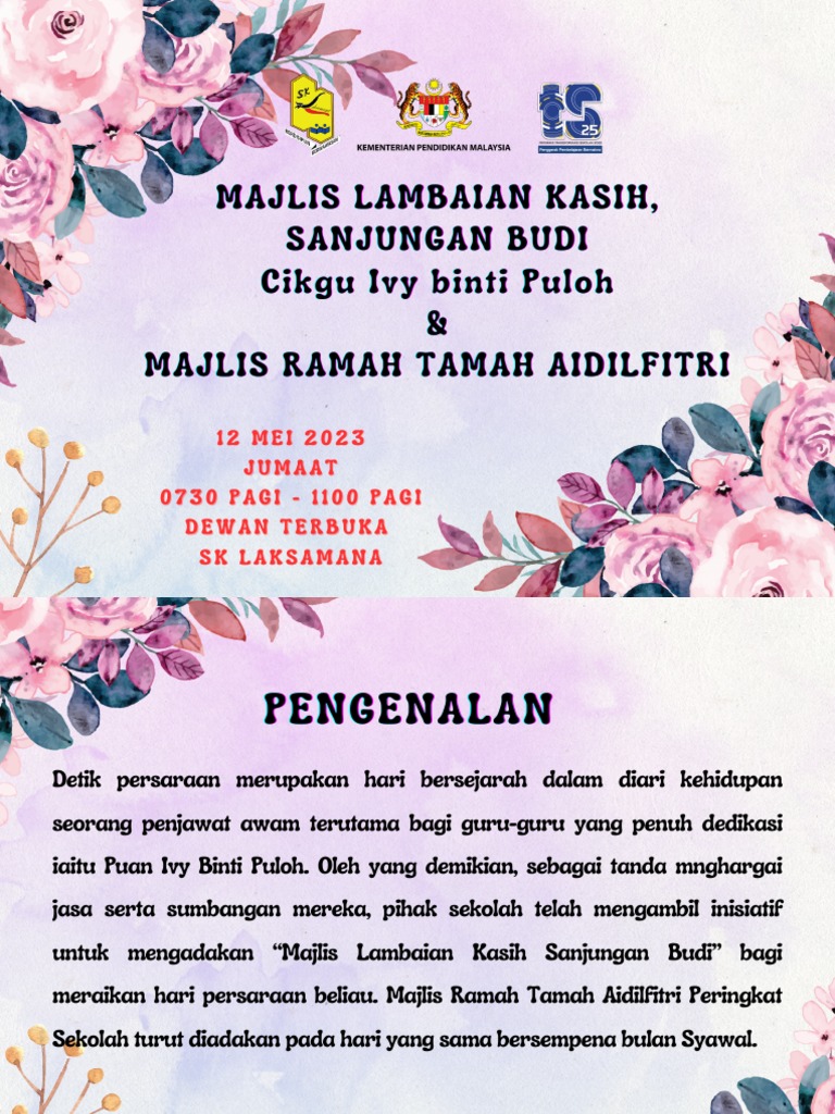 MAJLIS PERSARAAN CIKGU IVY PULOH DAN RAMAH TAMAH AIDILFITRI | PDF