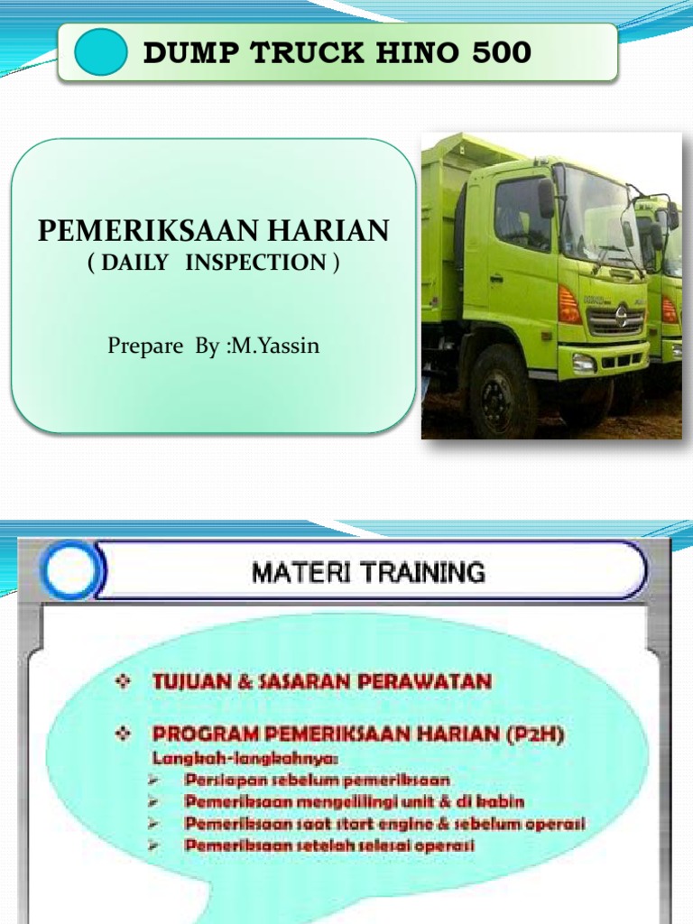 Program Pemeriksaan Harian Truk Hino 500 JT (P2H) | PDF
