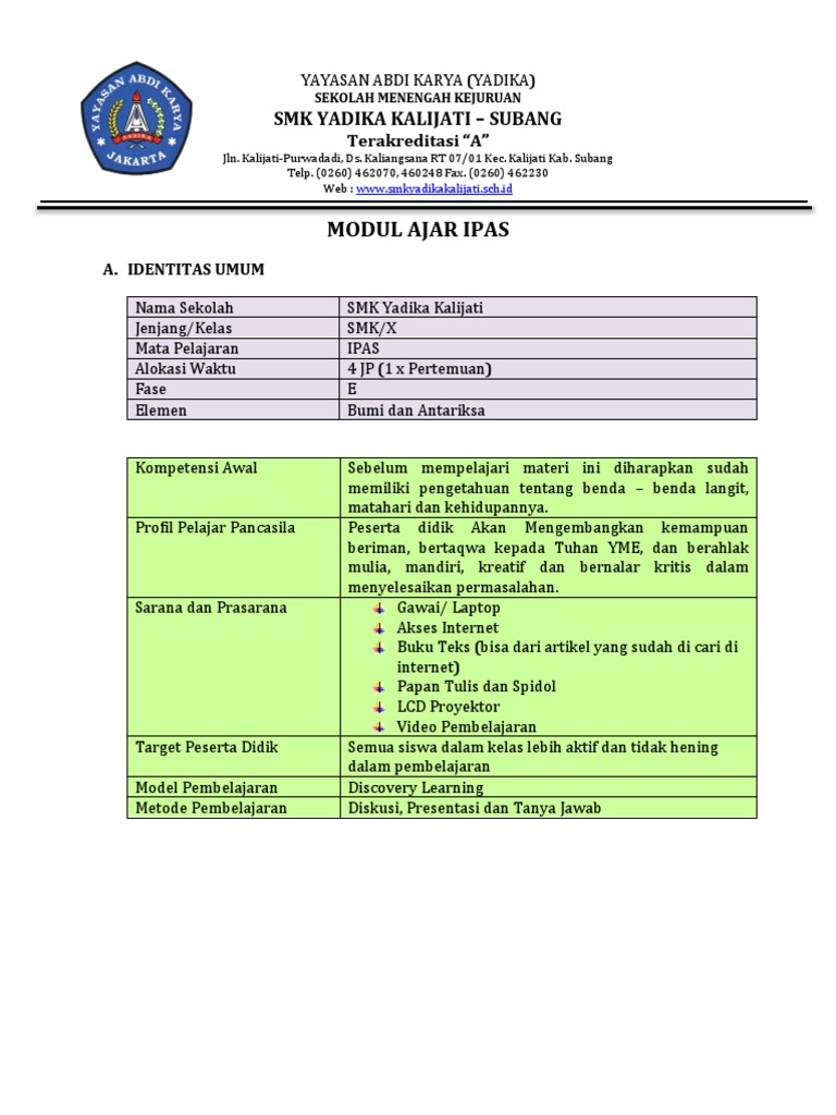 Ipas - Modul Ajar Ipas Bumi Dan Antariksa | PDF