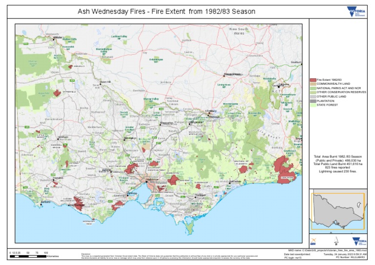 Ash Wednesday Fires Fire Extent From 1982 83 Season | PDF | Victoria ...