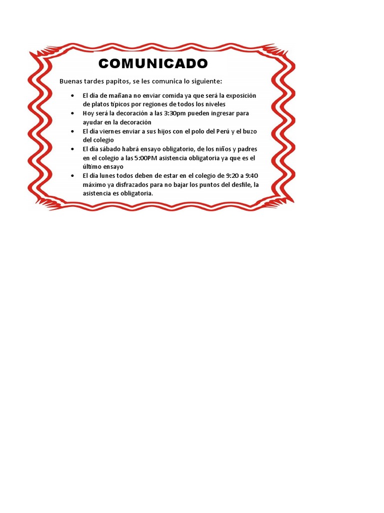 comunicado plantilla | PDF