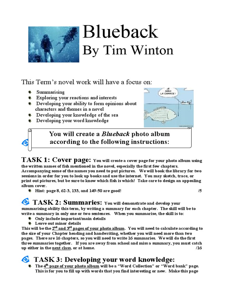 Blueback Chapter Questions | PDF | Anthropomorphism | Metaphor