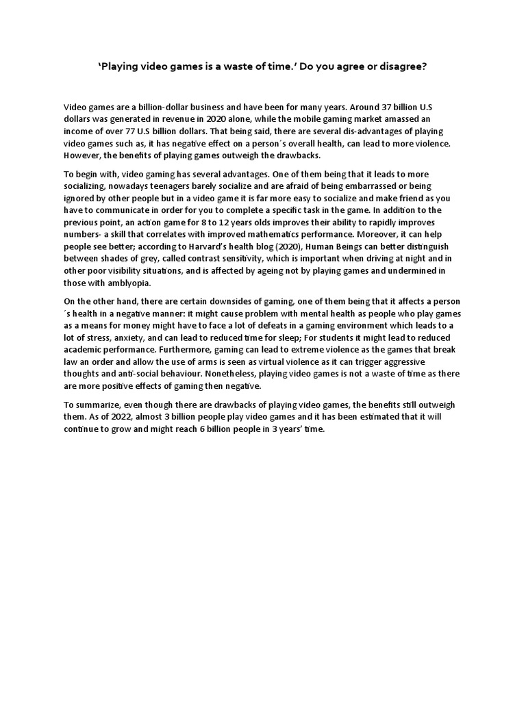Video Games: Waste of Time or Benefit? | PDF