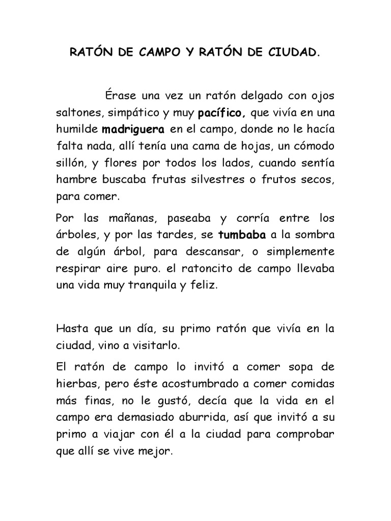 El ratón de campo y el de ciudad | PDF | Poesía