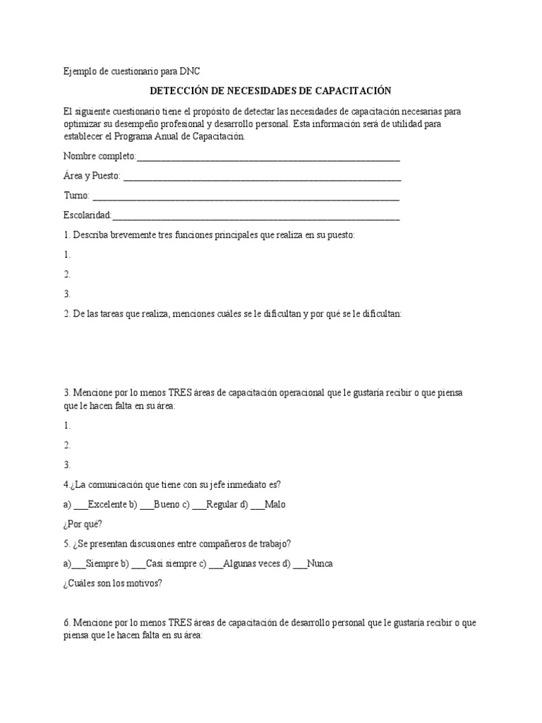 Cuestionario DNC | PDF