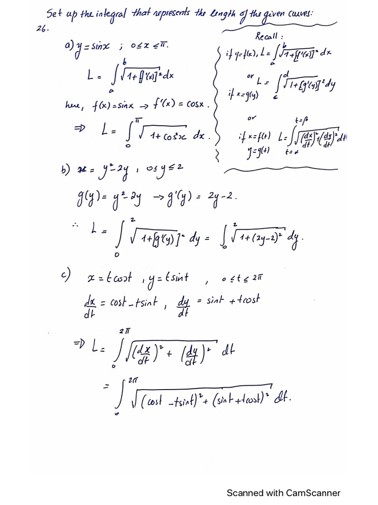 Solution of Arc Length and Surface Area Problems | PDF