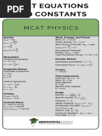 MCAT Physics-Chemistry Formulas-Sheet 2025 | PDF | Chemical Equilibrium ...