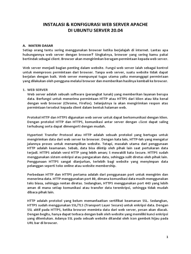 Instalasi Dan Konfigurasi Web Server Di Ubuntu - Students - Update | PDF