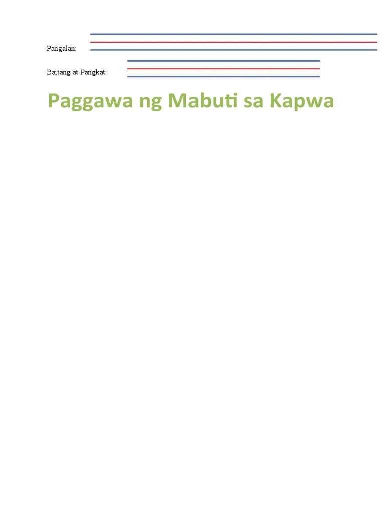 Worksheet Paggawa NG Mabuti | PDF