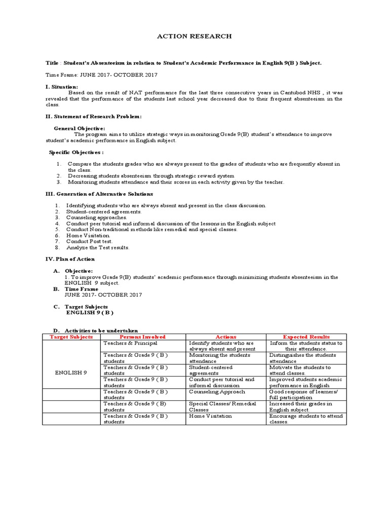 Action Plan in Eng.9 | PDF | Teachers | Human Communication