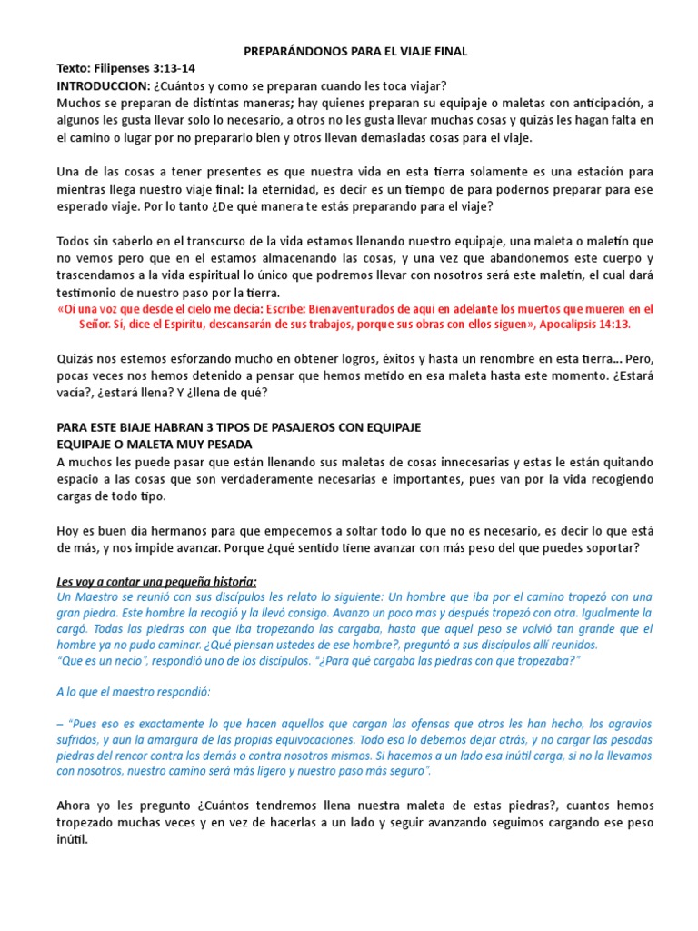 Preparándonos para el Viaje Final | PDF