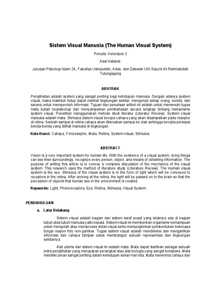 Mekanisme dan Fungsi Sistem Visual Manusia | PDF