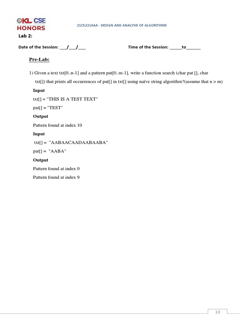 String Matching and Sorting Algorithms | PDF | Algorithms | Time Complexity