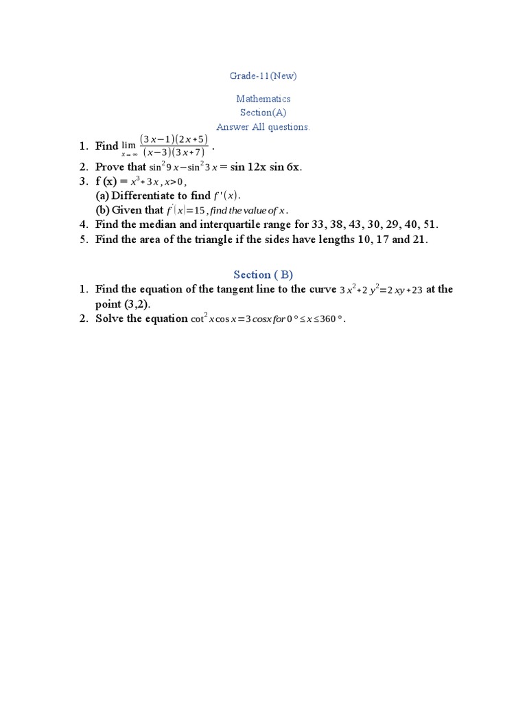 Grade 11(New) Final Exam 1 | PDF