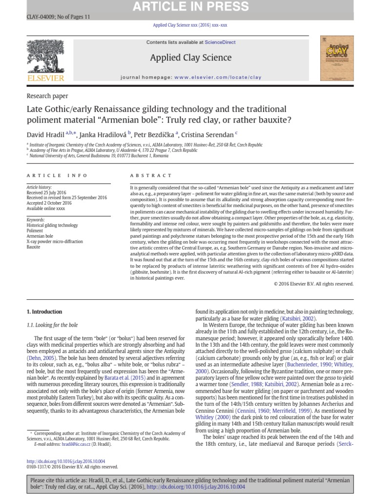 Late Gothicearly Renaissance Gilding Technology and The Traditional Poliment Material Armenian ...