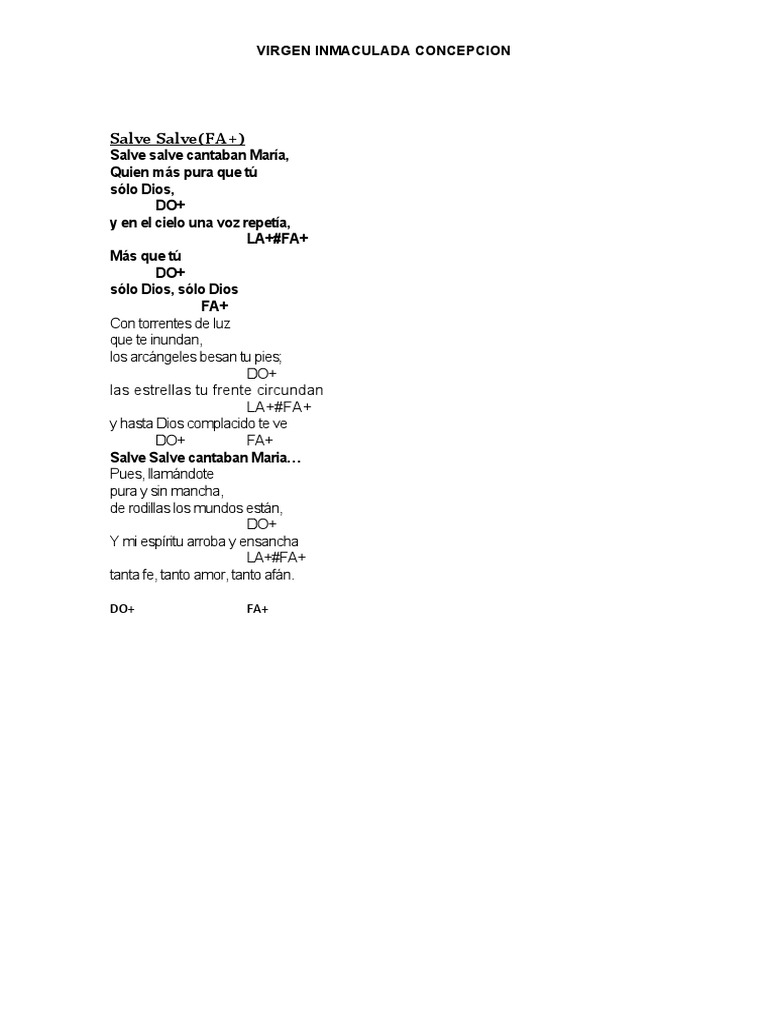 Salve Salve: Letra y Acordes | PDF