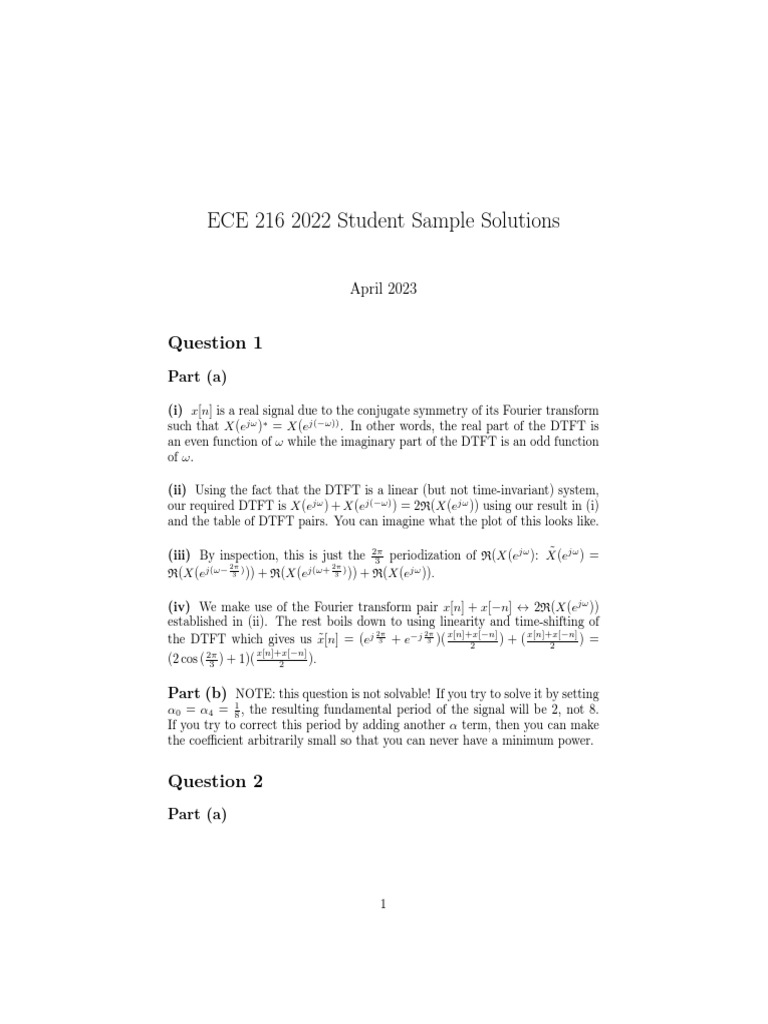 ECE216H1 2022 Solution | PDF | Telecommunications Engineering ...
