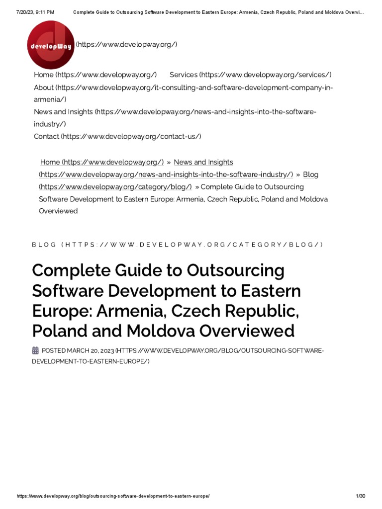 Complete Guide To Outsourcing Software Development To Eastern Europe: Armenia, Czech Republic ...
